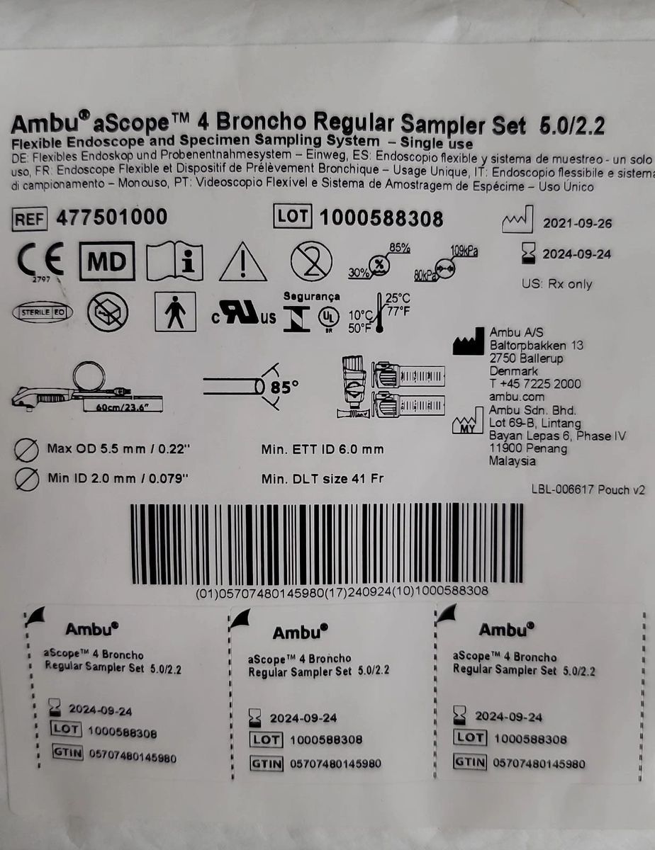 AMBU 477501000 aScope 4 Broncho Regular 5.0/2.2 Flexible Endoscope ...