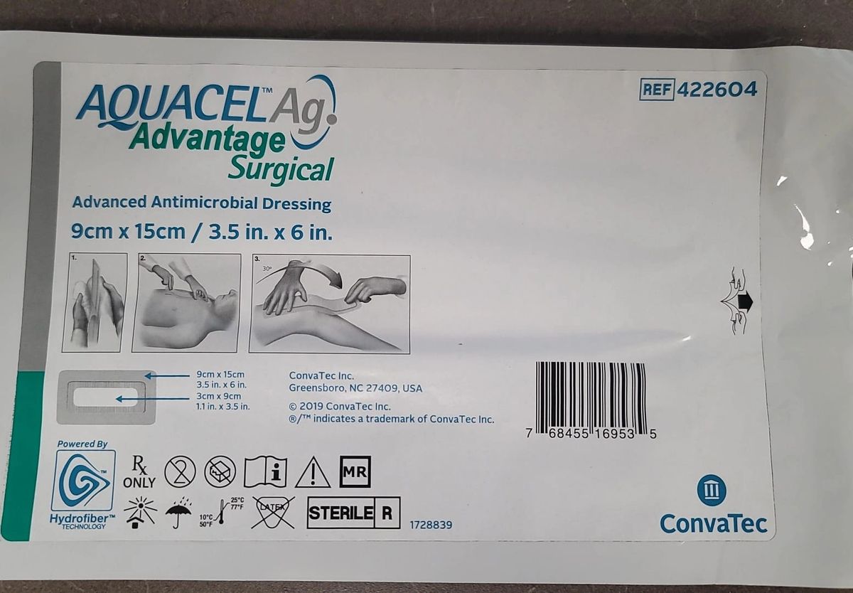 AQUACEL Ag Advantage 422604 Surgical Dressing Advanced Antimicrobial ...