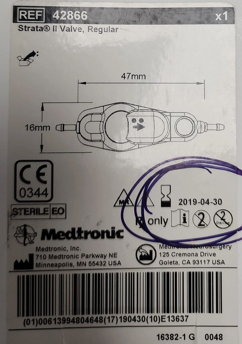 Medtronic 42866 Strata II Adjustable Pressure Valve 47 mm x 16 mm (X)