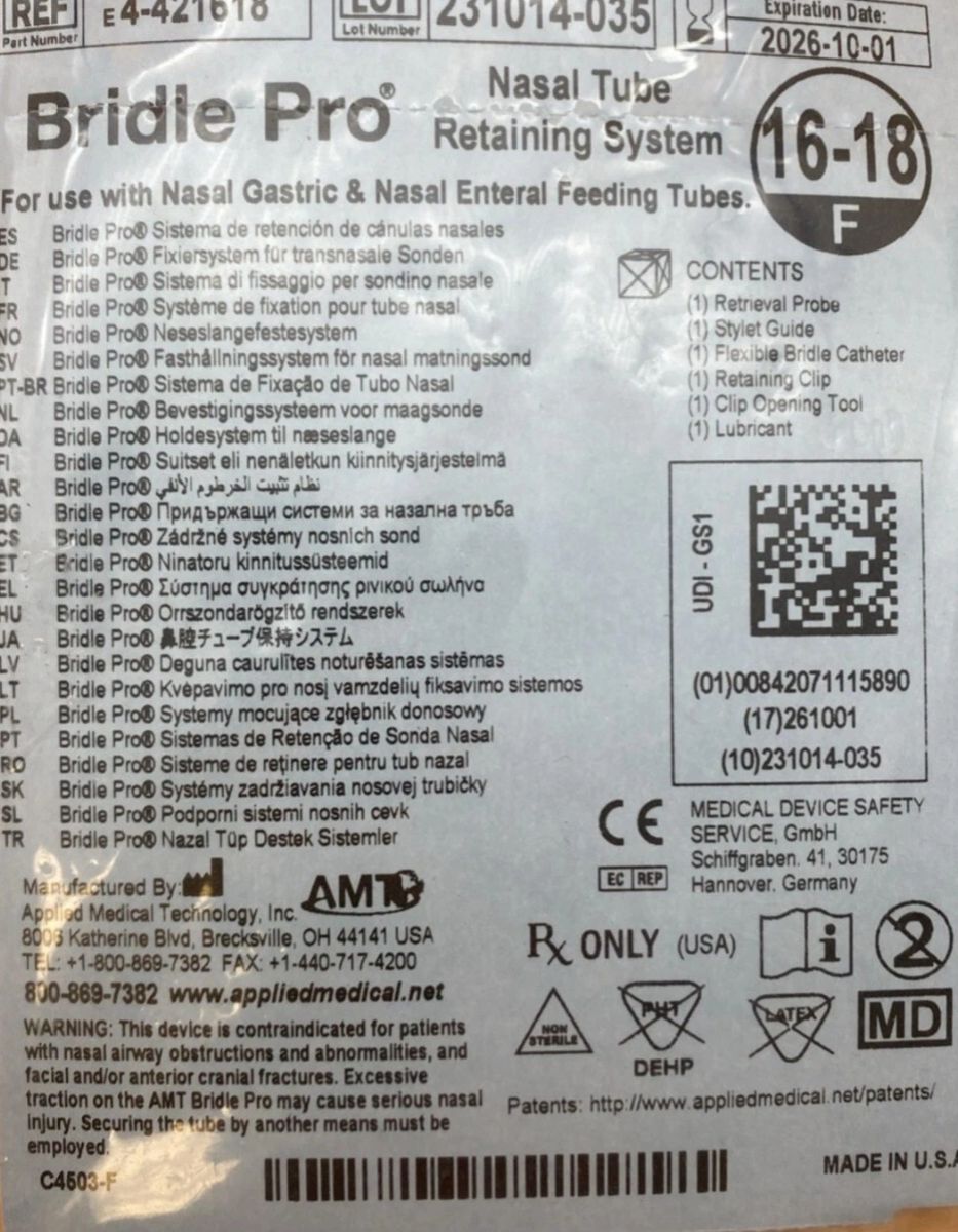 Applied Medical 4-421618 Bridle Pro Nasal Tube Retaining System 16-18 ...