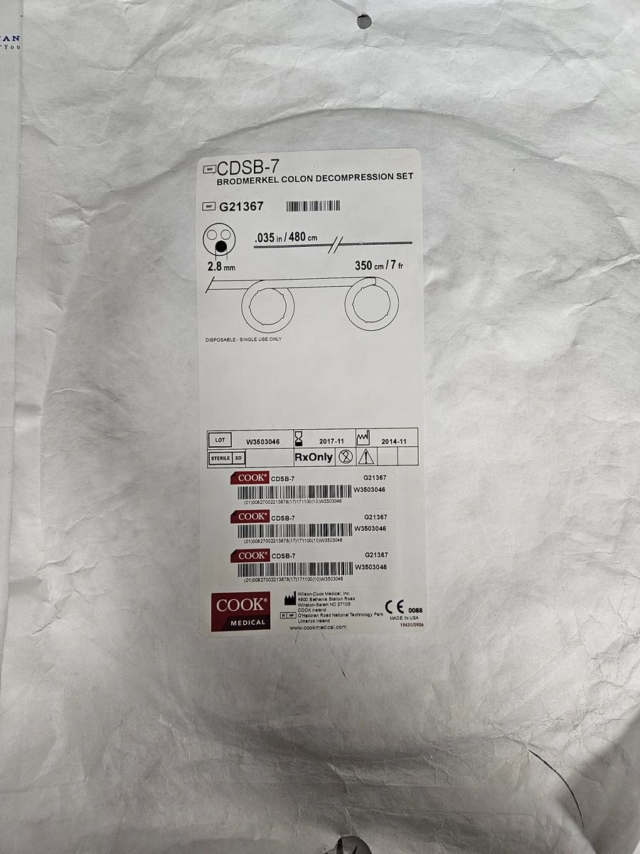 COOK MEDICAL G21367 BRODMERKEL COLON DECOMPRESSION SET 7Fr 350cm (X)