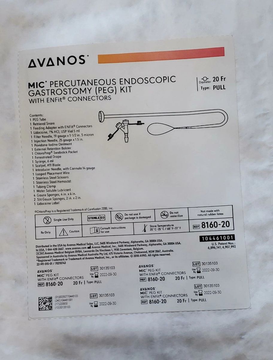 AVANOS 8160-20 MIC PERCUTANEOUS ENDOSCOPIC GASTROSTOMY (PEG) KIT WITH ...