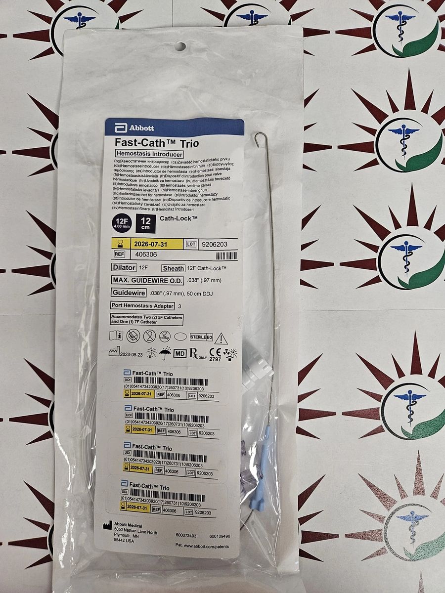 Abbott 406306 Fast Cath Trio Hemostasis Introducer 12F x 12cm ID
