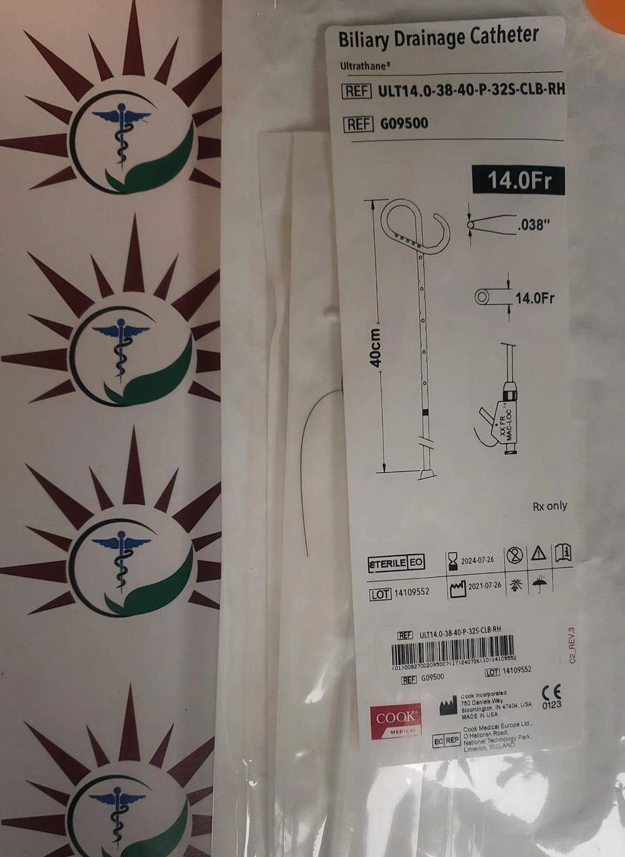 Cook Medical G09500 Ultrathane Biliary Drainage Catheter 14 Fr x 40cm (X)