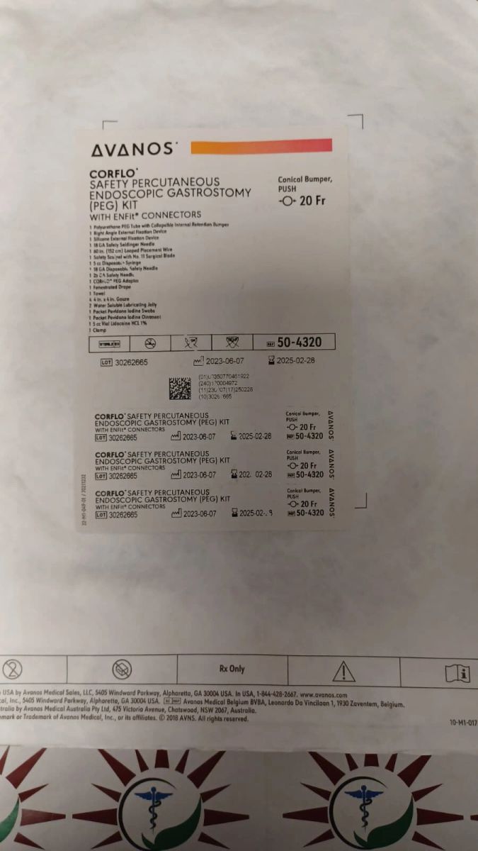 Avanos 50-4320 Corflo Safety Percutaneous Endoscopic Gastrostomy (Peg ...