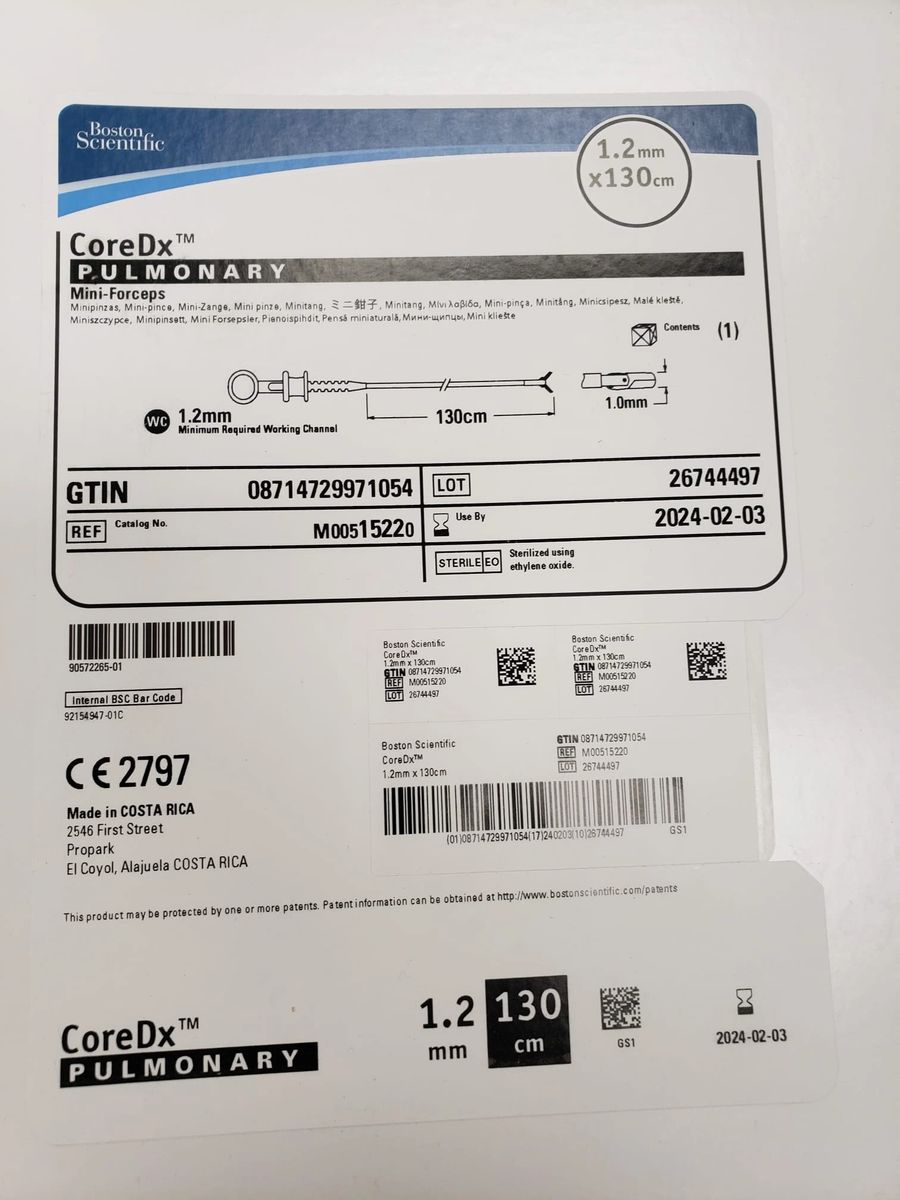 Boston Scientific 1522 Core DX Pulmonary Mini-Forceps (1.2mm x 130cm)(X)