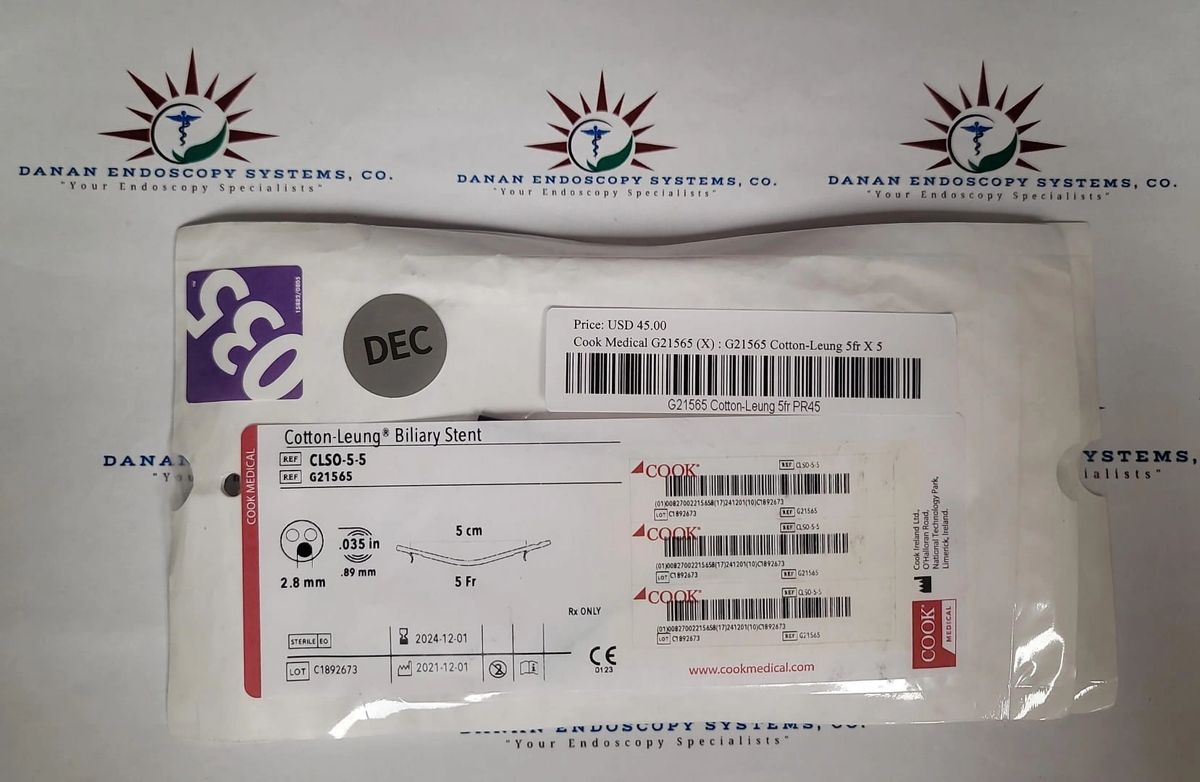Cook Medical G21565 Cotton Leung Biliary Stent 5fr x 5cm (X)