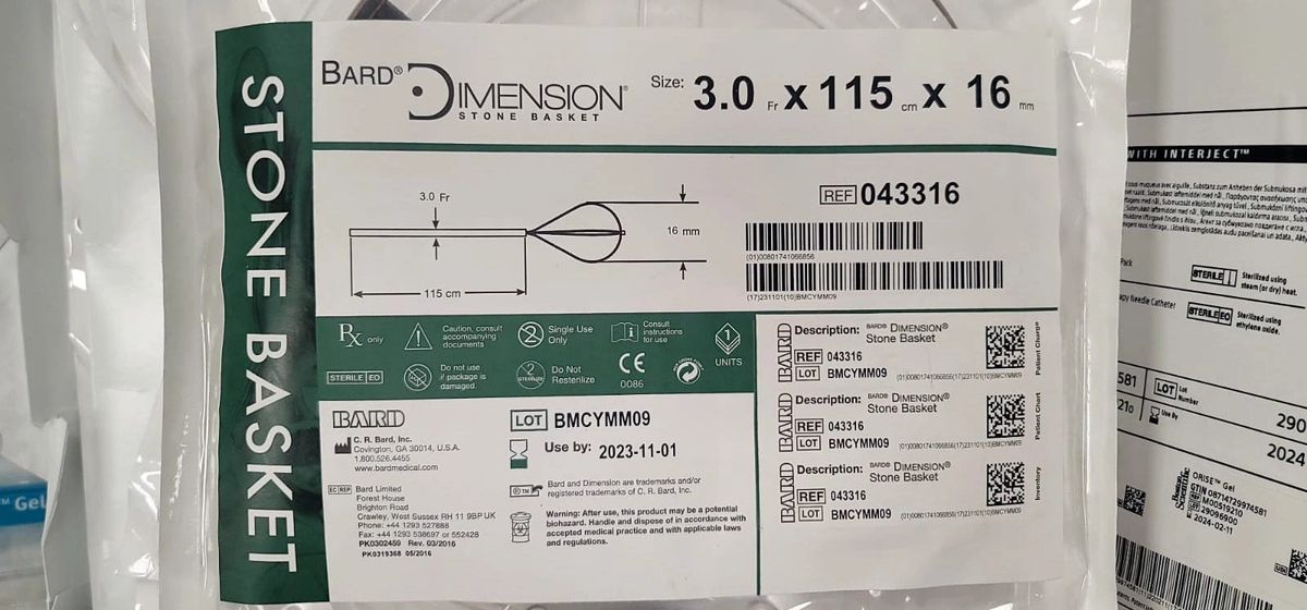 BARD 043316 Dimension Stone Basket 3.0Fr X115cm X16mm ( In Date)