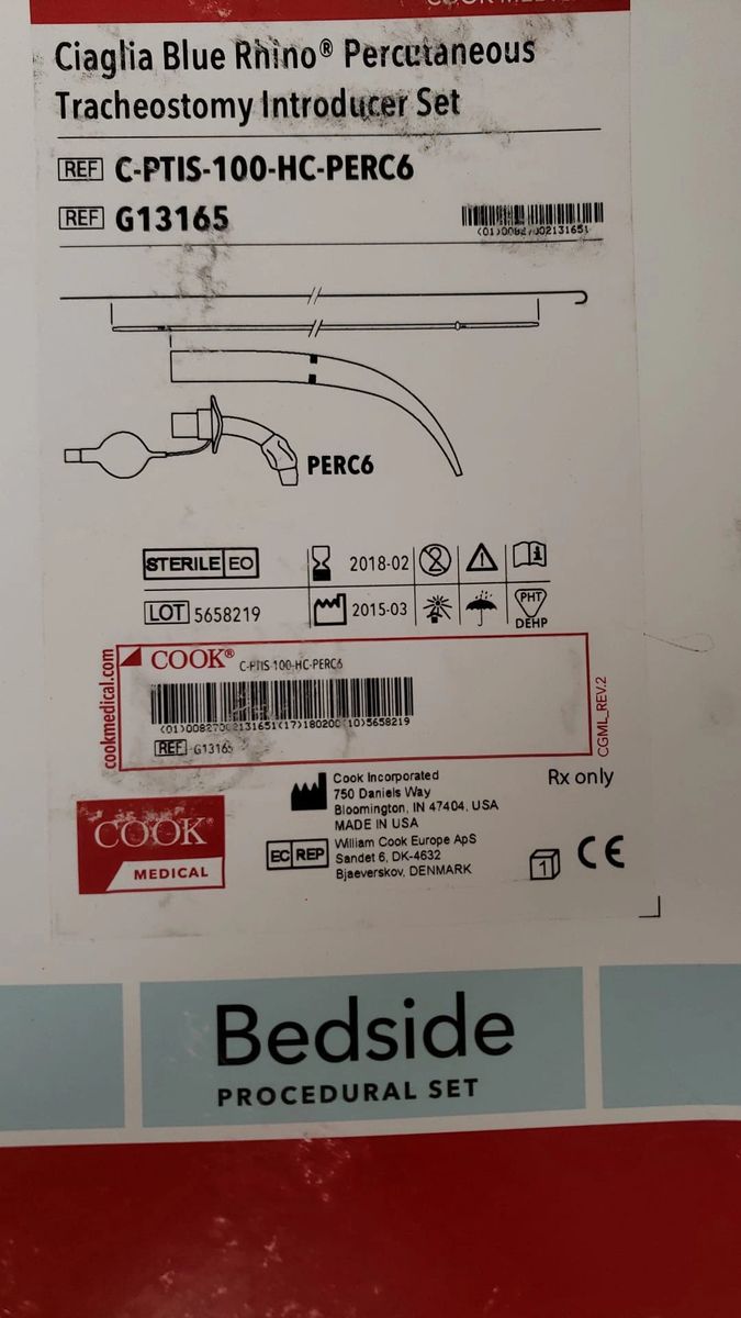 Cook Medical G13165 Ciaglia Blue Rhino Percutaneous Tracheostomy ...