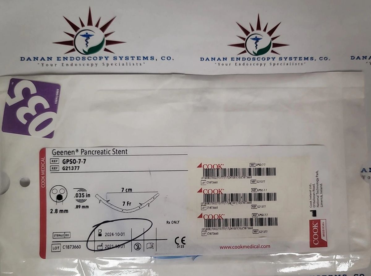 Cook Medical G21377 Geenen PANCREATIC Stent 7Fr. X 7cm (X)