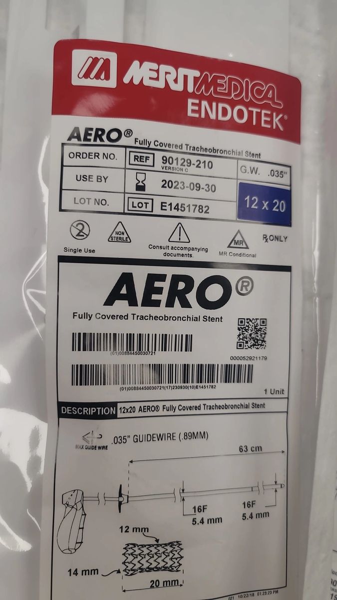 Merit Medical 90129-204 AERO FULLY COVERED Tracheobronchial Stent 16 X ...