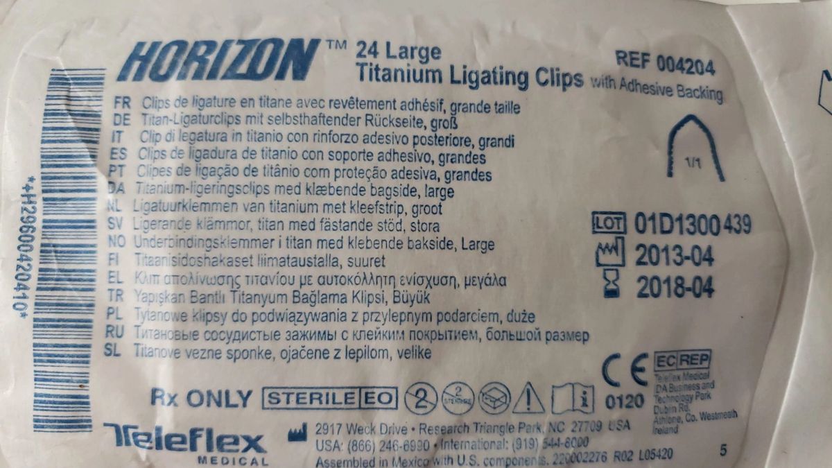 TELEFLEX MEDICAL 004204 (24 LARGE), TITANIUM LIGATING CLIPS WITH ...