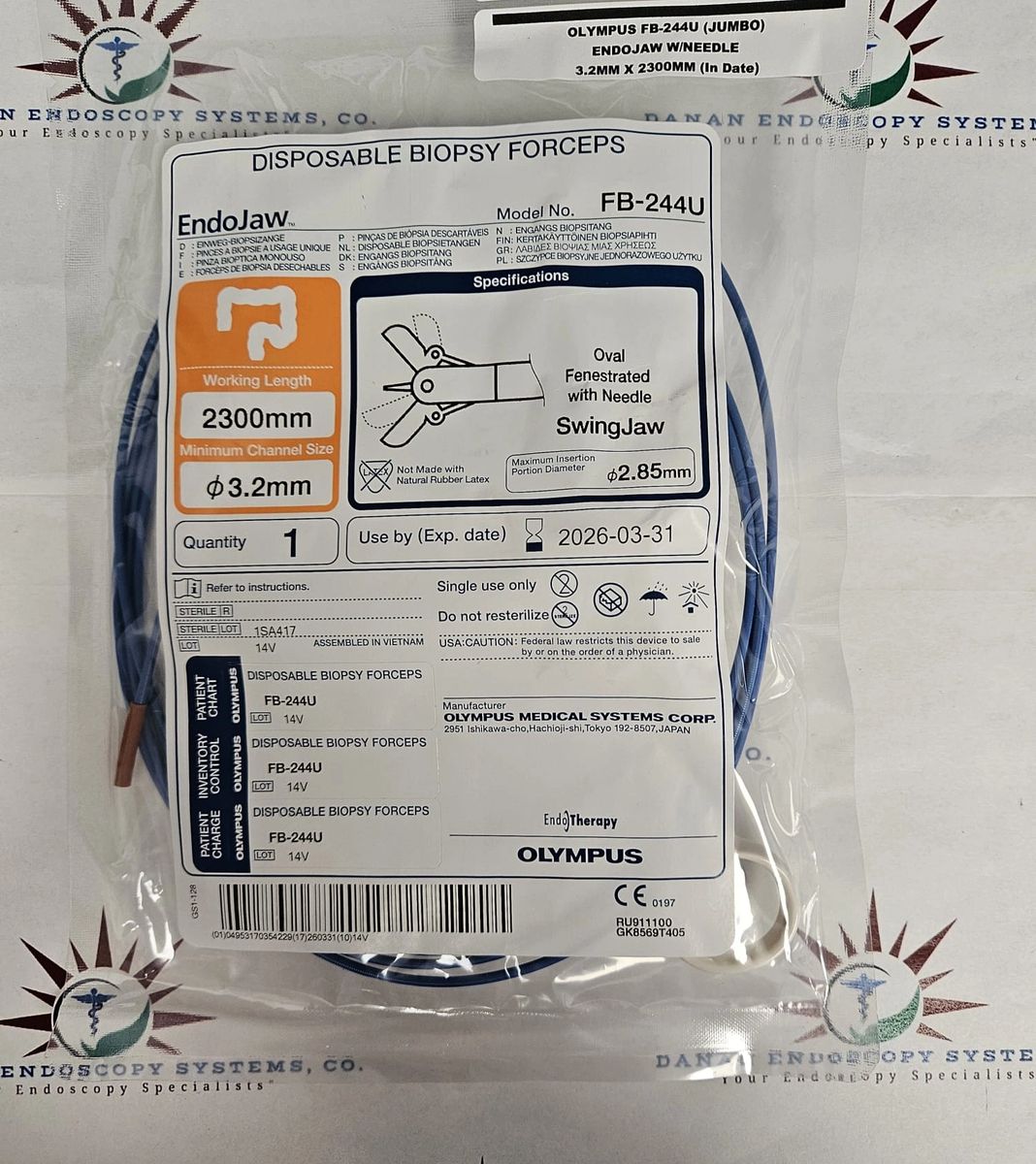 Olympus FB-244U Disposable Biopsy Forceps Endojaw WC 3.2 mm x 2.85 mm x ...