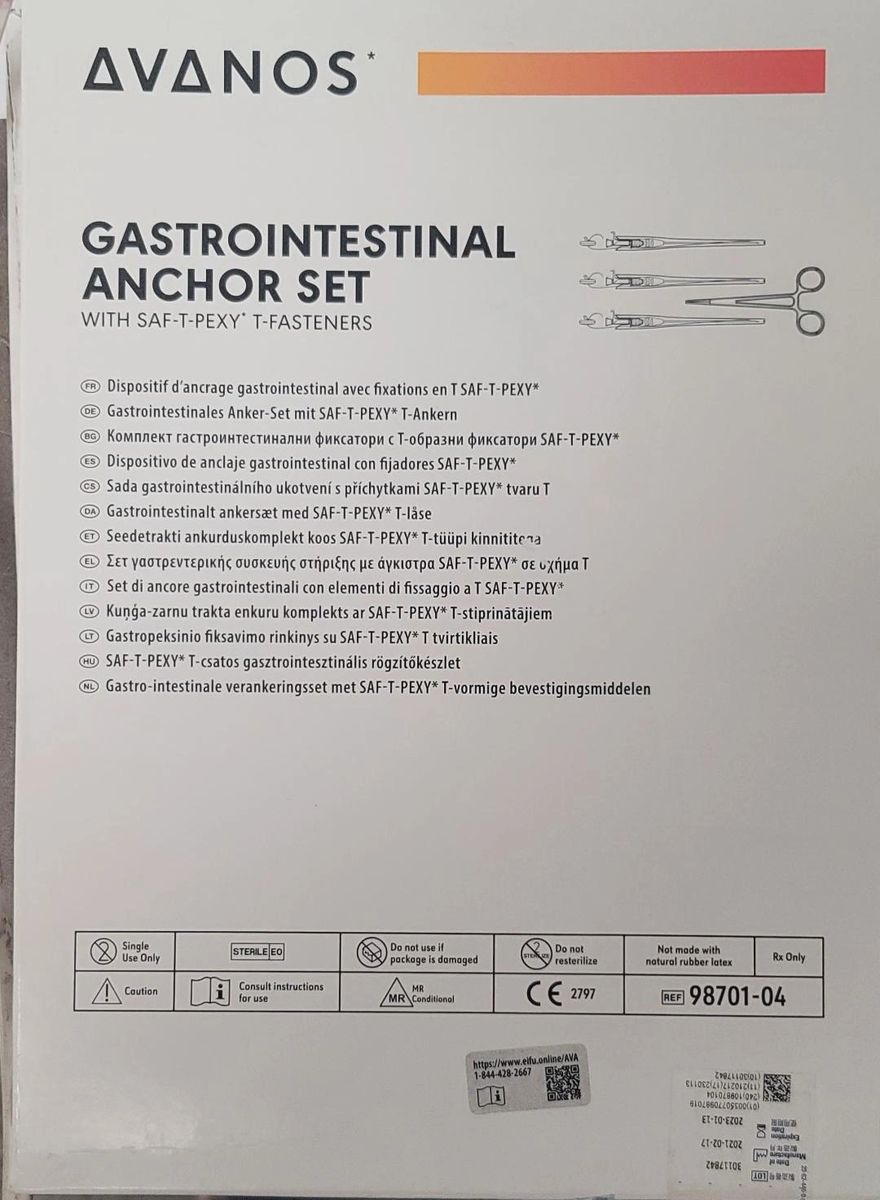 Avanos 98701-04 Gastrointestinal Anchor Set W/SAF-T-PEXY* T-Fasteners (X)