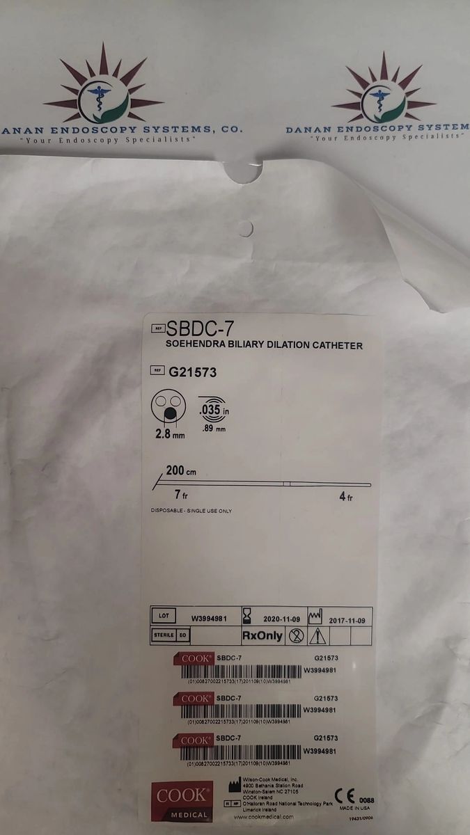 Cook Medical G21573 Soehendra Biliary Dilatation Catheter 7Fr x 4fr x 200cm