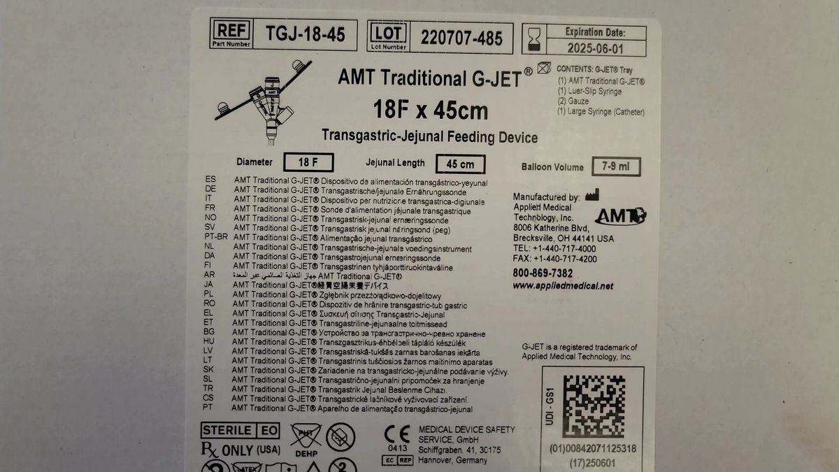 AMT TGJ-18-45 Traditional G-JET Transgastric- Jejunal Feeding Device ...
