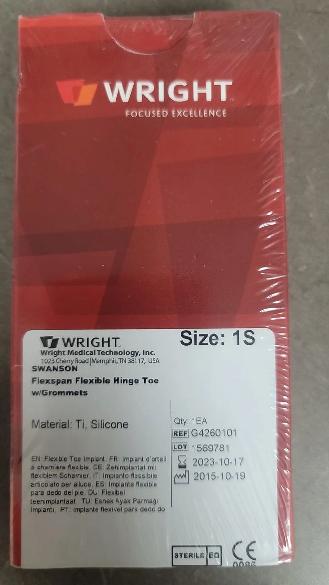 WRIGHT MEDICAL G4260101 Swanson Flexspan Flexible Hinge Toe wGrommets ...