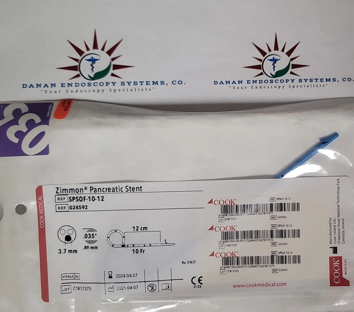 Cook Medical G24592 Zimmon PANCREATIC Stent 10Fr. X 12cm (X)