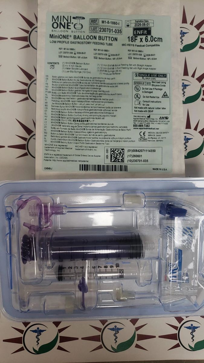 AMT M1-5-1860 Mini ONE Balloon Button Low Profile Feeding Device, 18FR X 6.0cm (In date till 2026)