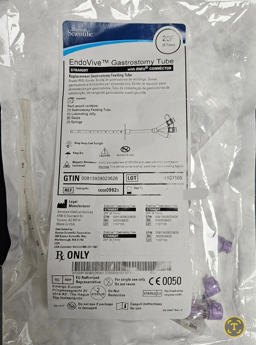 BOSTON SCIENTIFIC 0992 EndoVive Gastrostomy Tube STRAIGHT w/ENFit ...