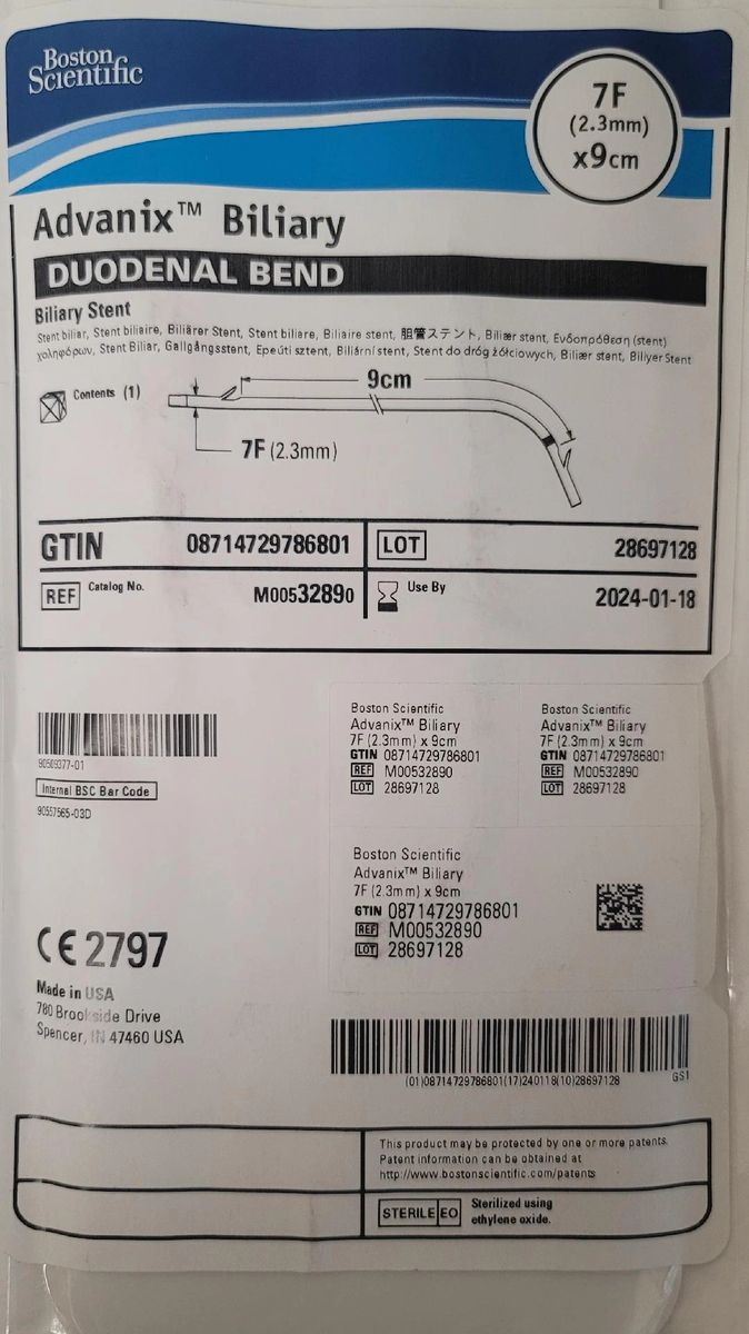 BOSTON SCIENTIFIC 3289 ADVANIX BILIARY DUODENAL BEND STENT 7F X 9CM ...
