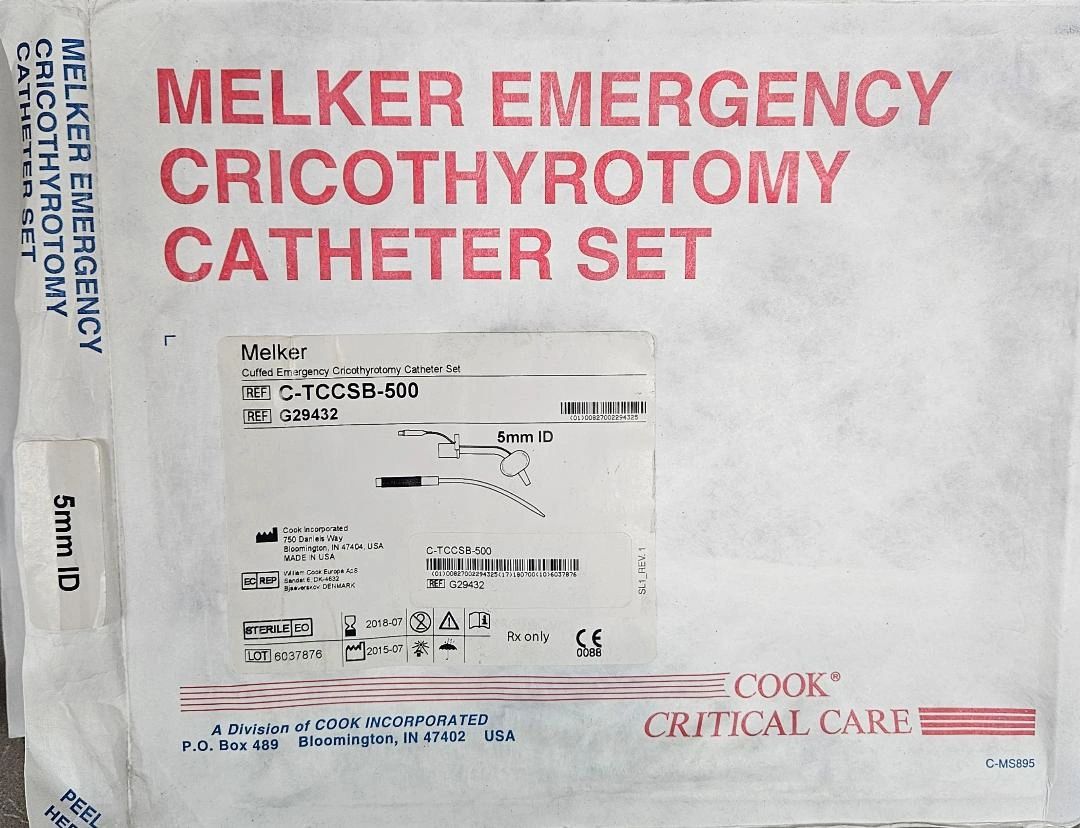 COOK G29432 (C-TCCSB-500) MELKER CUFFED EMERGENCY CRICOTHYROTOMY ...
