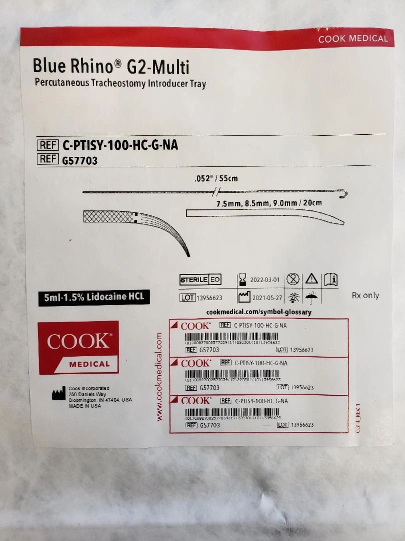 COOK MEDICAL REF: G57703 Blue Rhino G2-Multi Percutaneous Tracheostomy ...