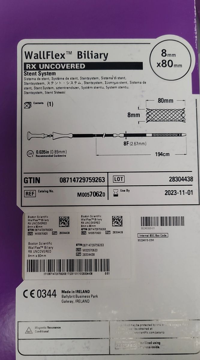 Boston Scientific 7062 Wallflex Biliary RX UNCOVERED Stent System 8mm x ...