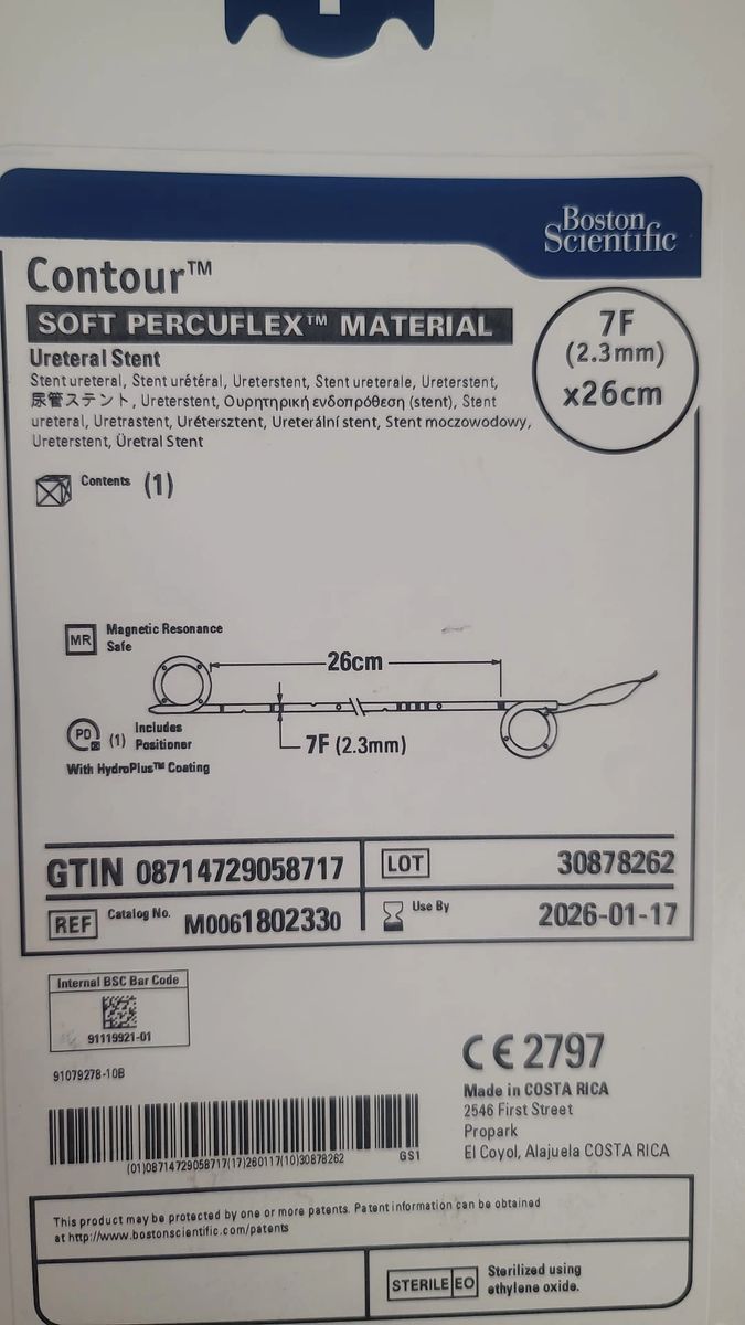 BOSTON SCIENTIFIC 180-233 CONTOUR SOFT PERCUFLEX MATERIAL URETERAL ...