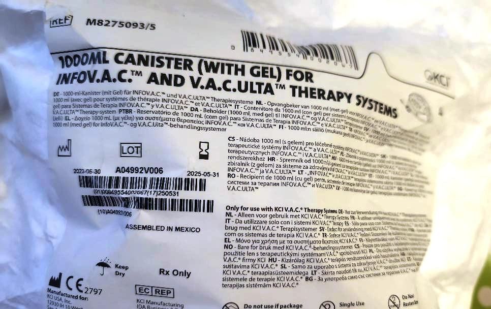 KCI M8275093/5 1000mL Canister (With Gel) For InfoV.A.C. And V.A.C.Ulta ...