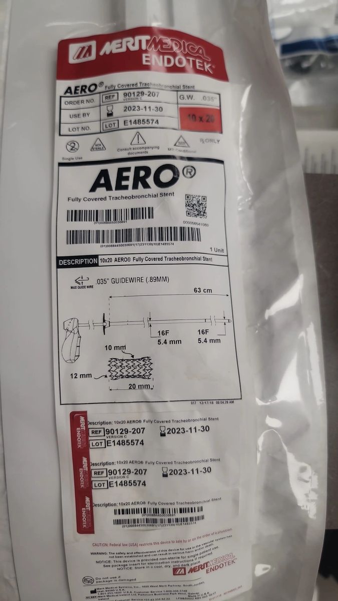 Merit Medical 90129-207 AERO FULLY COVERED Tracheobronchial Stent 10 ...