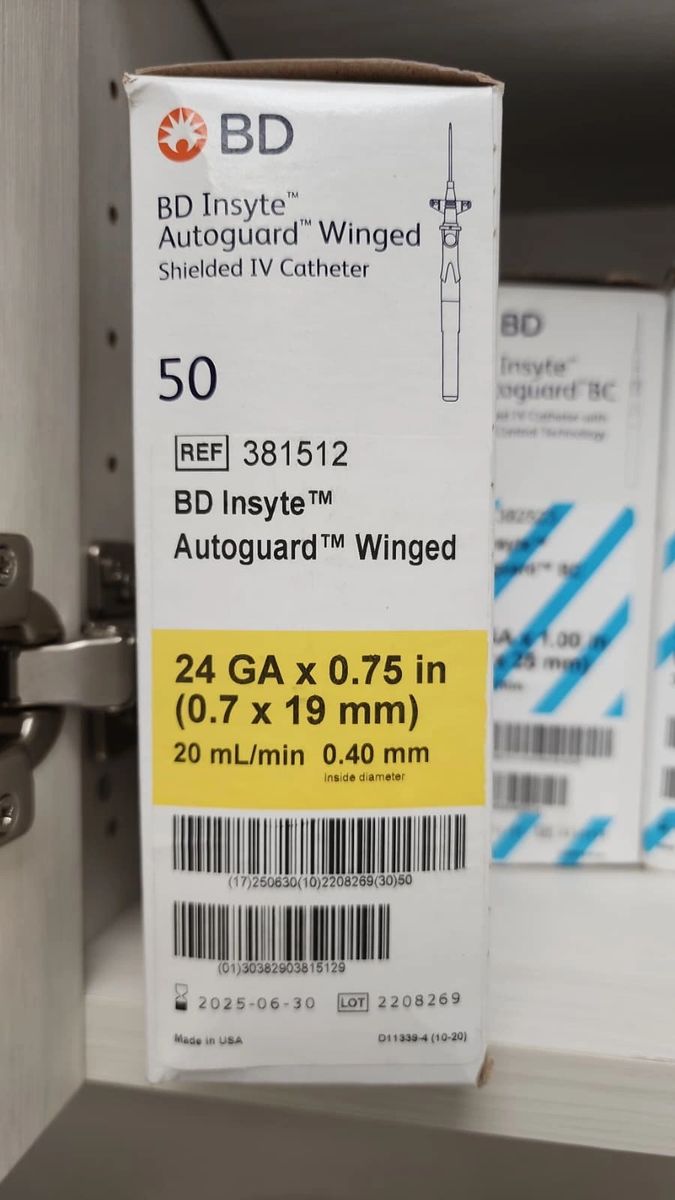 BD 381512 INSYTE AUTOGUARD BC SHIELDED IV CATHETER WITH BLOOD CONTROL ...