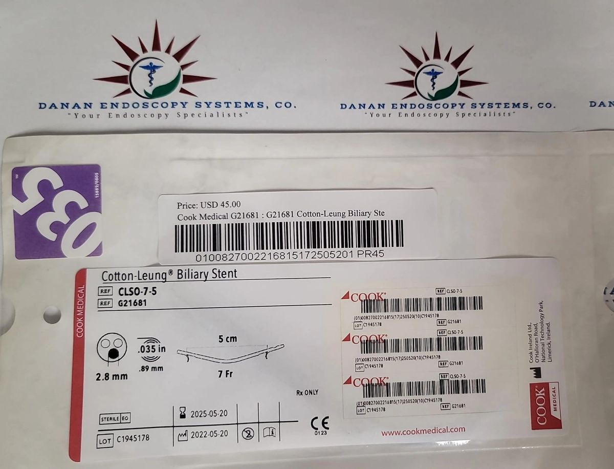 Cook Medical G21681 Cotton Leung Biliary Stent 7fr x 5cm (X)