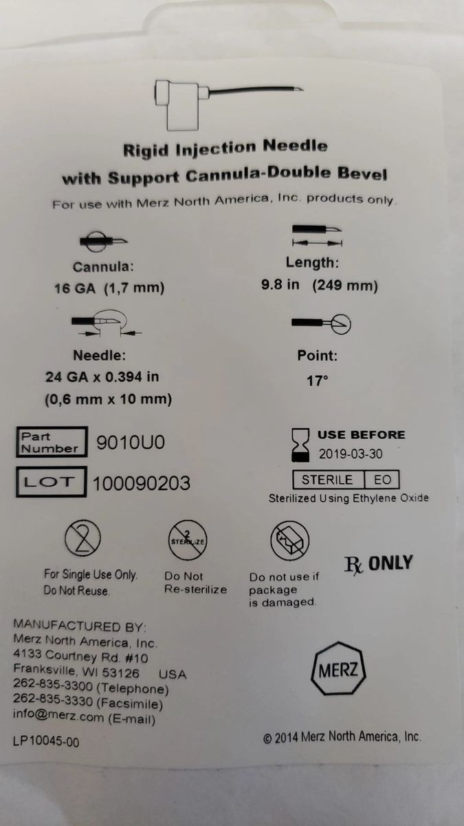 Merz 9010U0 Rigid Injection Needle With Support Cannula- Double Bevel ...