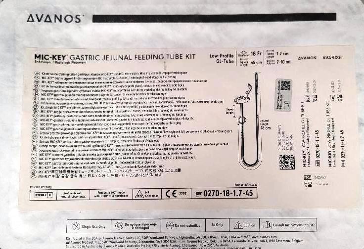 AVANOS MEDICAL 0270-18-1.7-45 MIC-KEY* Gastric-Jejunal Feeding Tube Kit ...