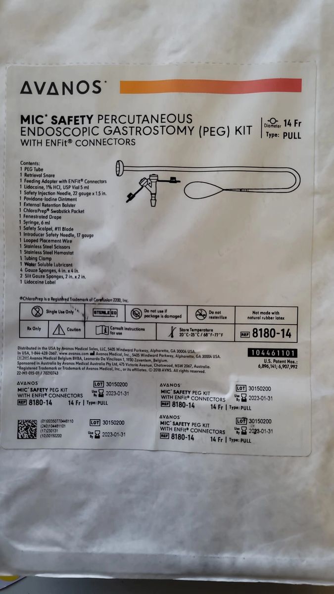 AVANOS/HALYARD MIC* 8180-14 SAFETY PERCUTANEOUS ENDOSCOPIC GASTROSTOMY ...