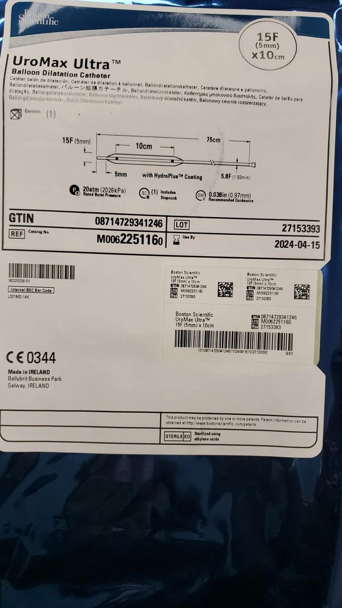 BOSTON SCIENTIFIC 225-116 UROMAX ULTRA BALLOON DILATATION CATHETER (In ...