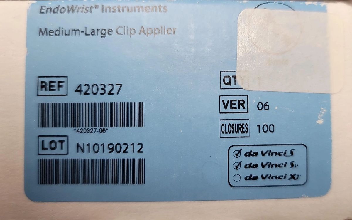 INTUITIVE SURGICAL 420327 (Reusable) New "Da Vinci" Medium-Large Clip ...