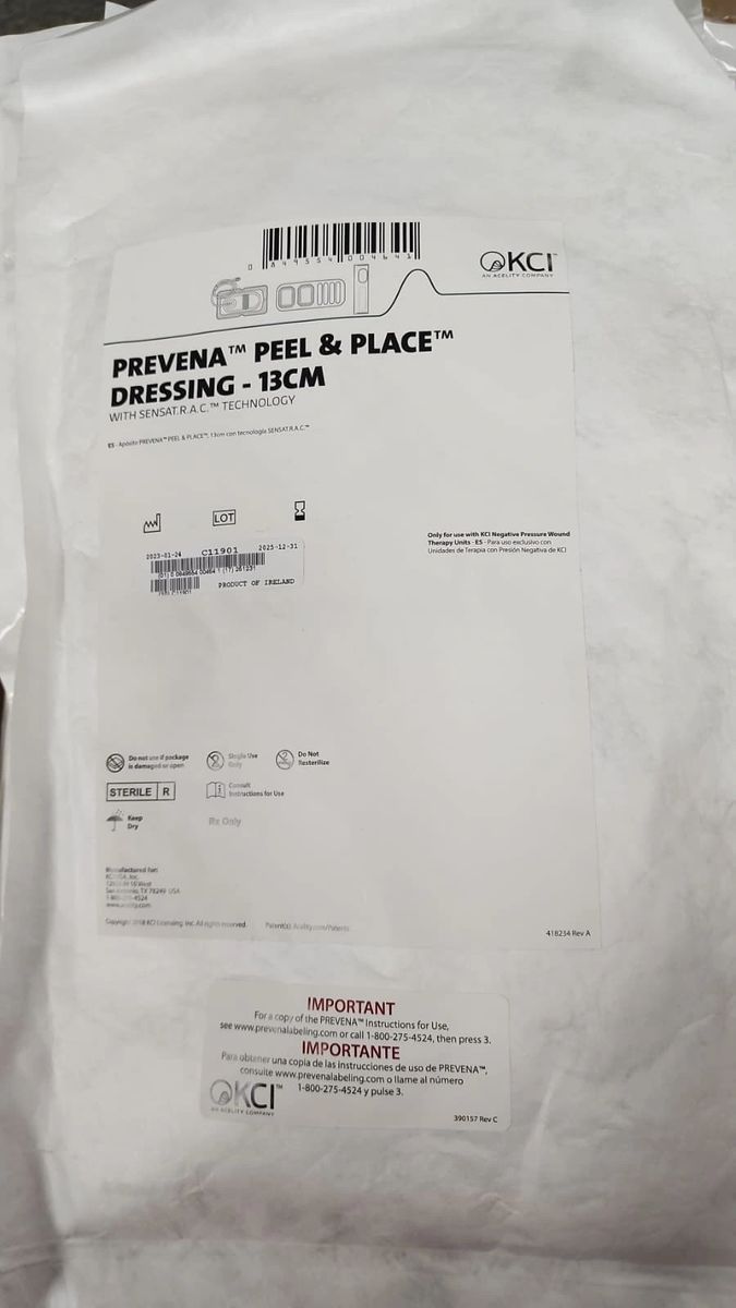 KCI/3M PRE1155US PREVENA PEEL & PLACE DRESSING 13cm (X)