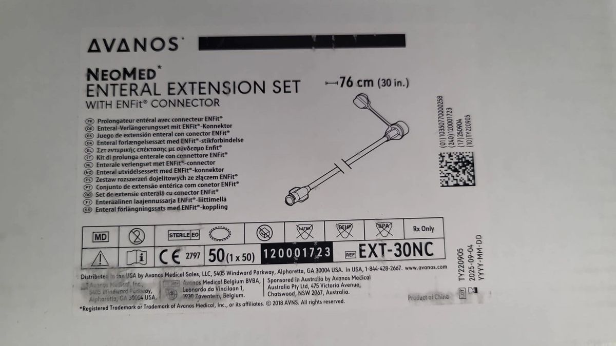 AVANOS EXT-30NC NEOMED ENTERAL EXTENSION SET WITH ENFit CONNECTOR 76cm ...