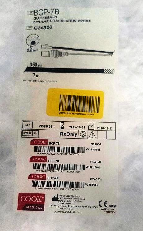COOK MEDICAL G24926 (BCP-7B) QuickSilver Bipolar Coagulation Probe 2 ...