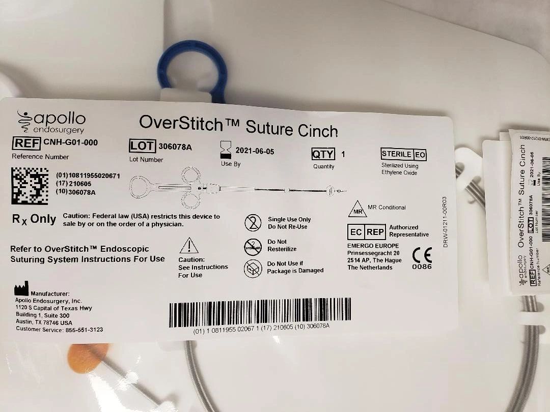APOLLO ENDOSURGERY REF: CNH-G01-000 APOLLO OVERSTITCH SUTURE CINCH ...