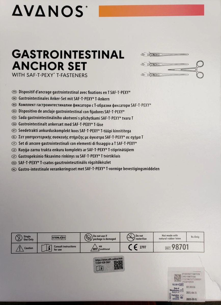 Avanos 98701 Gastrointestinal Anchor Set, SAF-T-PEXY* T-Fasteners (X)