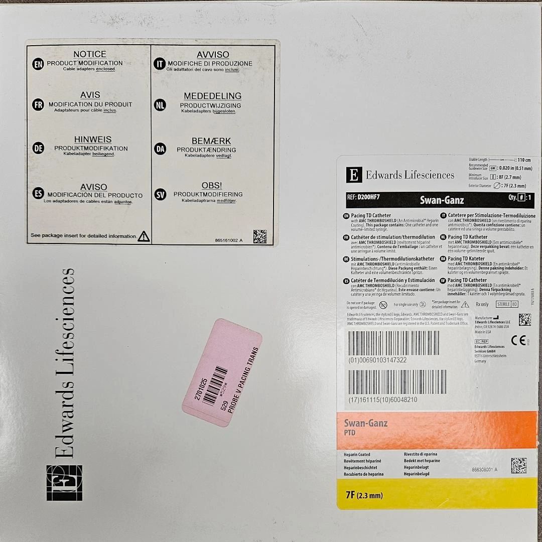 EDWARDS LIFESCIENCES D200HF7 SWAN-GANZ PACING TD CATHETER with AMC ...