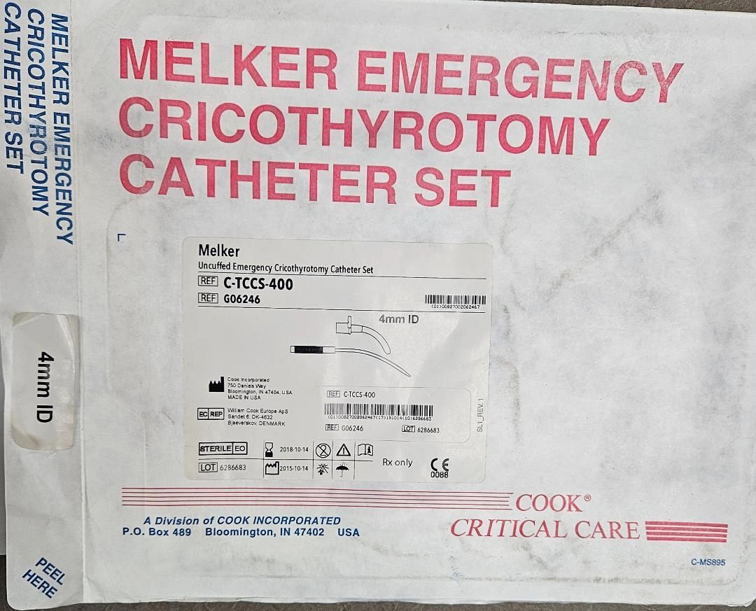 COOK G06246 (C-TCCS-400) MELKER UNCUFFED EMERGENCY CRICOTHYROTOMY ...