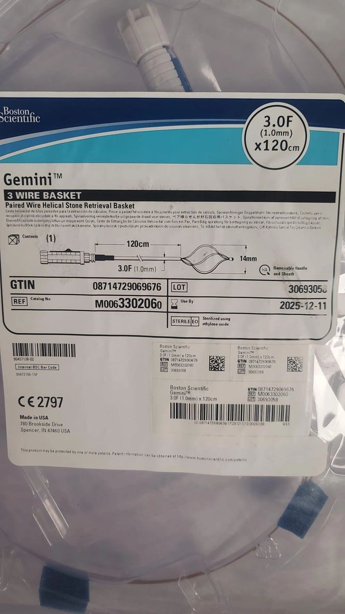 BOSTON SCIENTIFIC 330-206 GEMINI 3 WIRE BASKET, PAIRED WIRE HELICAL ...