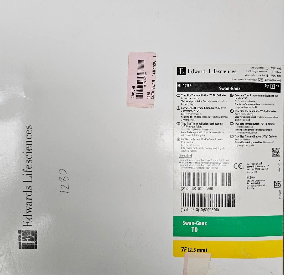 EDWARDS LIFESCIENCES 151F7 SWAN-GANZ TRUE SIZE THERMODILUTION "S" TIP ...