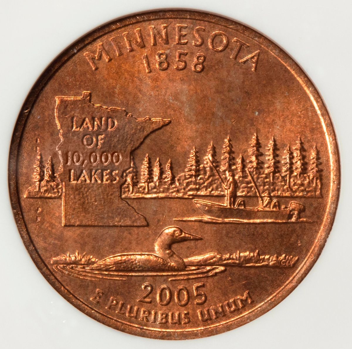 2005 D NGC MS65 Missing Clad Layer Minnesota Quarter Mint Error Red ...