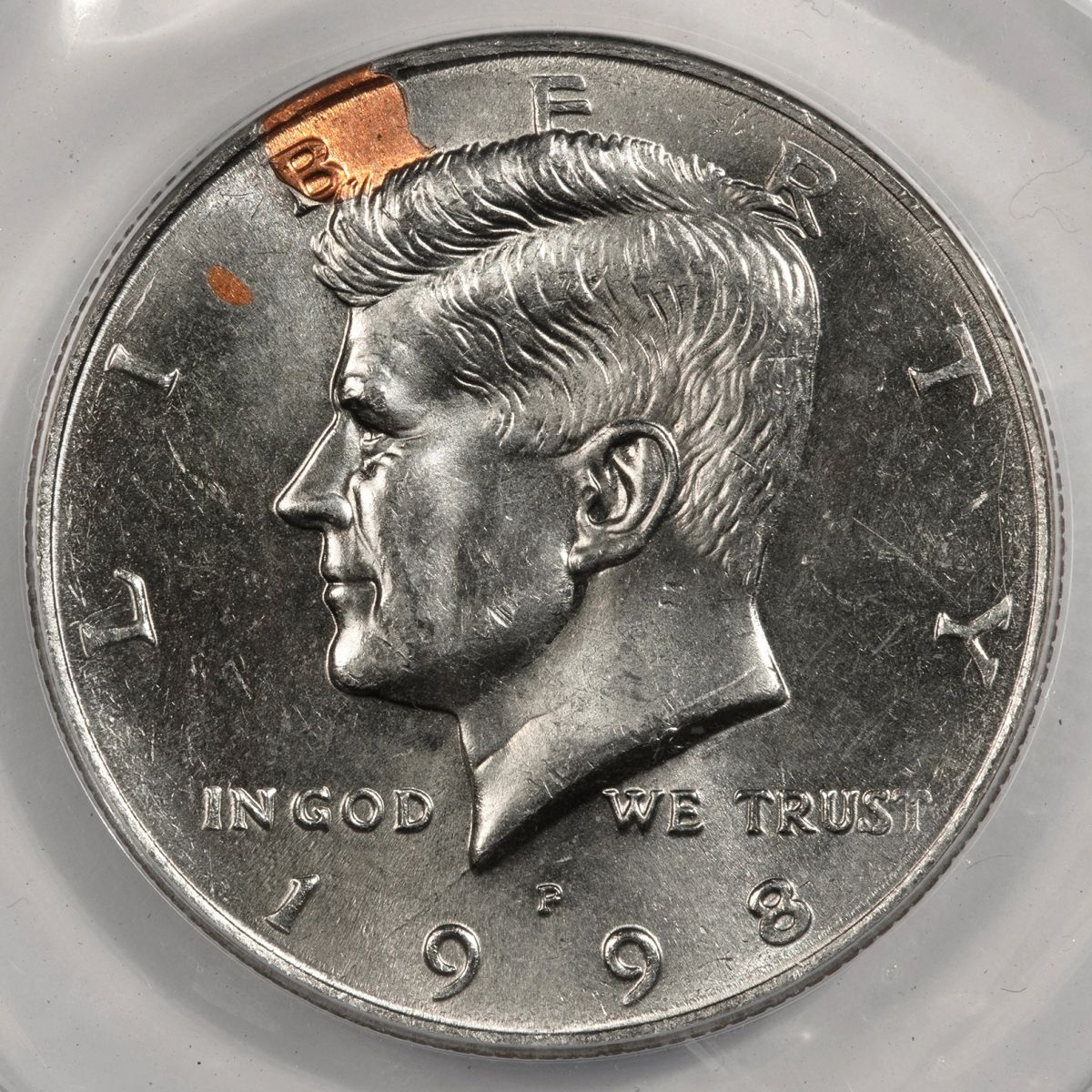 1998 ANACS MS64 Partial Missing Clad Layer Kennedy Half Dollar Mint ...