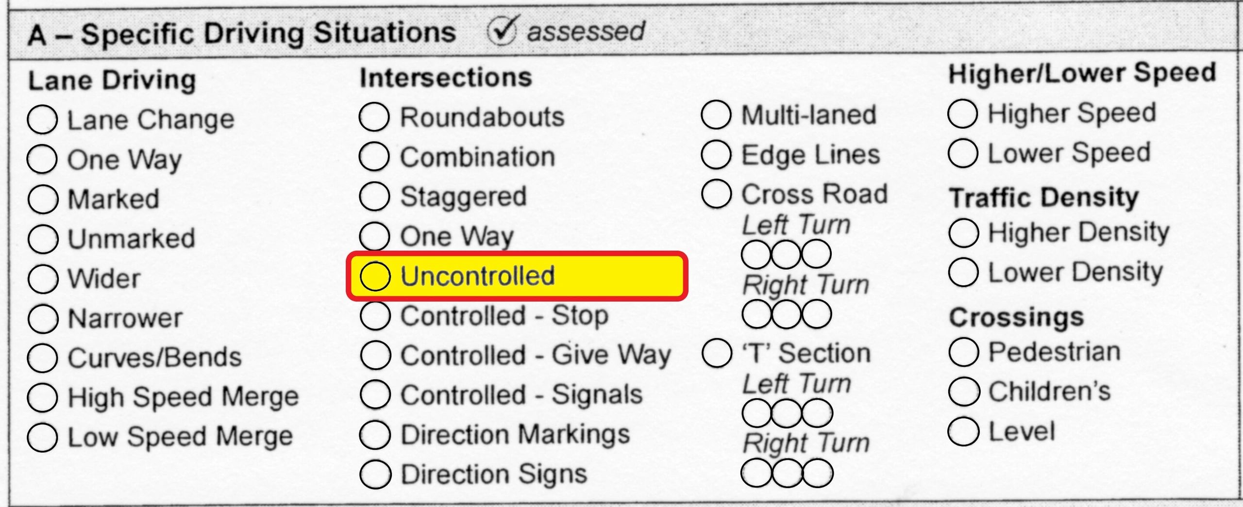 UNCONTROLLED Intersections: QLD Driving Test Situations